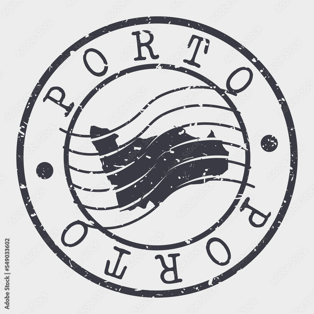 Porto, Portugal Stamp Map Postal. Silhouette. Passport Round Design ...