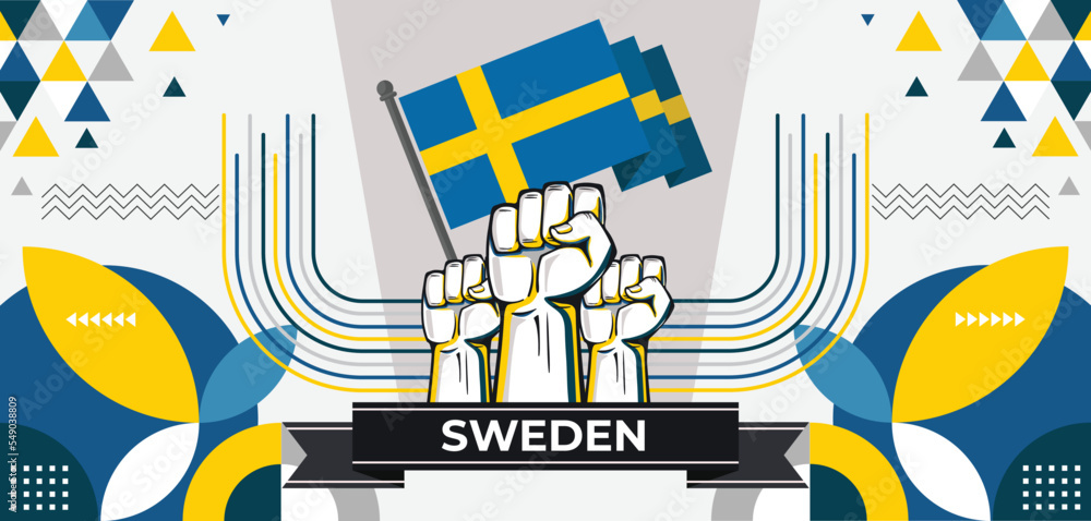 Sweden national day banner with Scandinavian flag colors theme ...