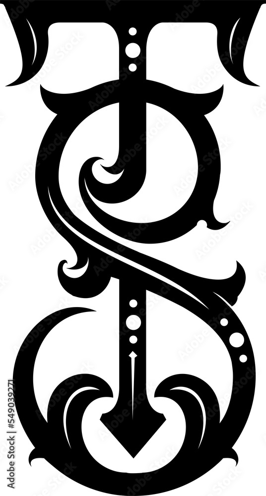 tattoo letter t s Stock Illustration | Adobe Stock