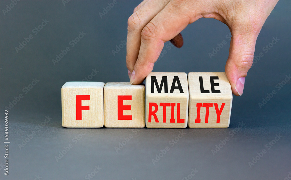 Female fertility symbol. Concept word Female fertility on wooden cubes ...