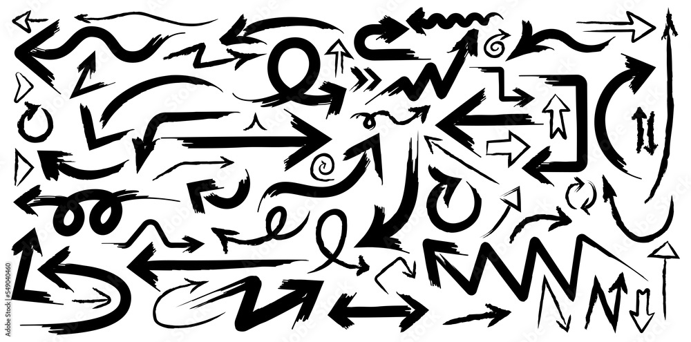 Grunge draft sketch arrow vector. punk arrows brush. grunge arrow paint ...