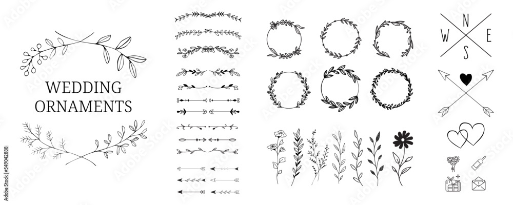 Wedding Elements Collection. Ornamental Vector Graphic Set of elements ...