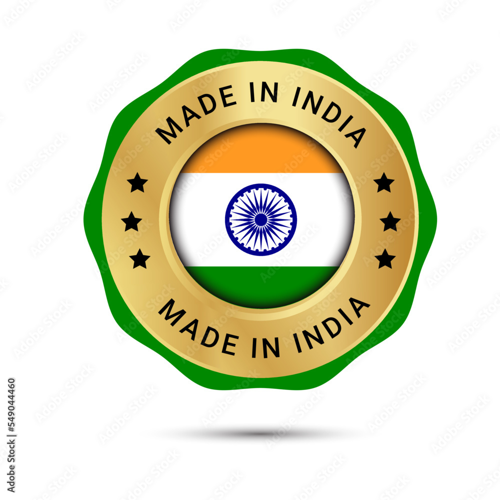 Made in India vector logo. Indian flag logo design Stock Vector | Adobe ...