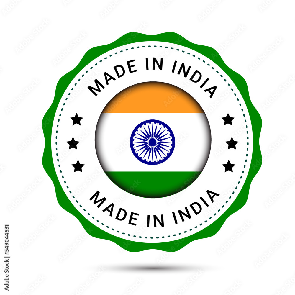 Made in India vector logo. Indian flag logo design Stock Vector | Adobe ...