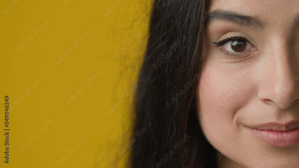 Close up part half of female face with perfect smooth skin dermatology ...