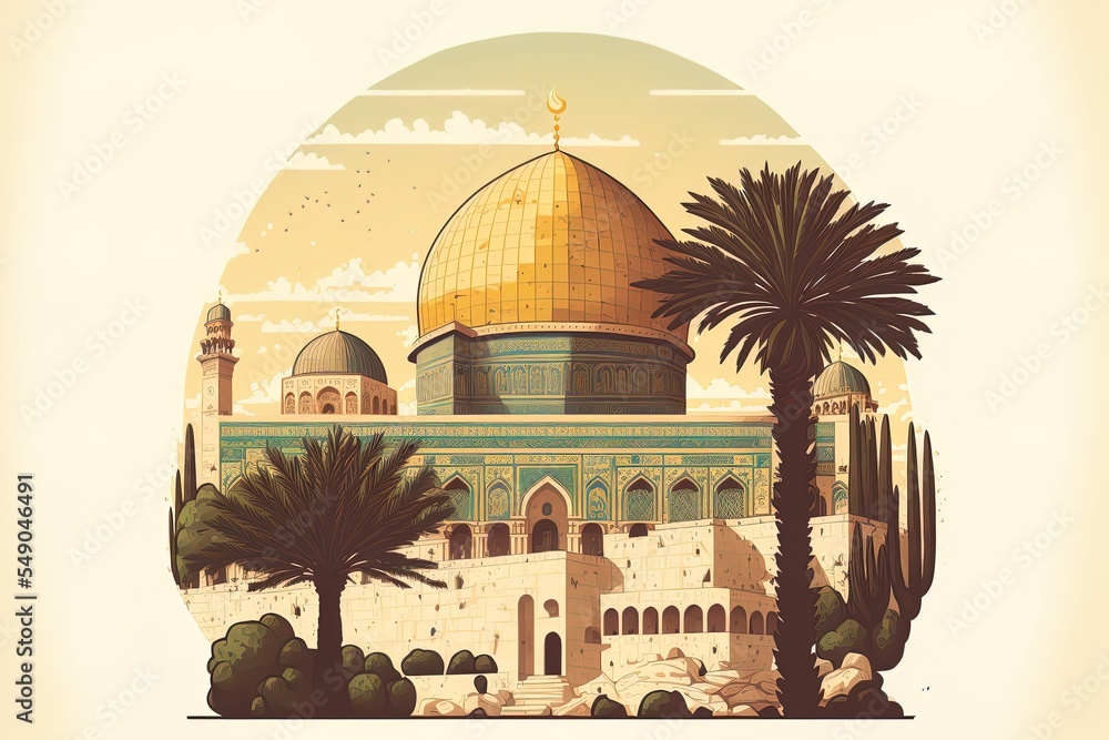 Hand Drawn Flat Design Al Aqsa Illustration Stock Illustration | Adobe ...