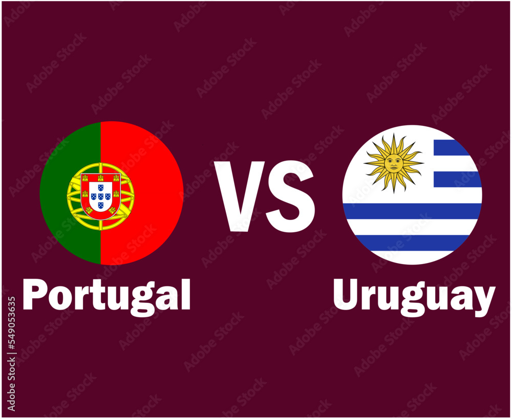 Portugal And Uruguay Flag With Names Symbol Design Europe And Latin ...