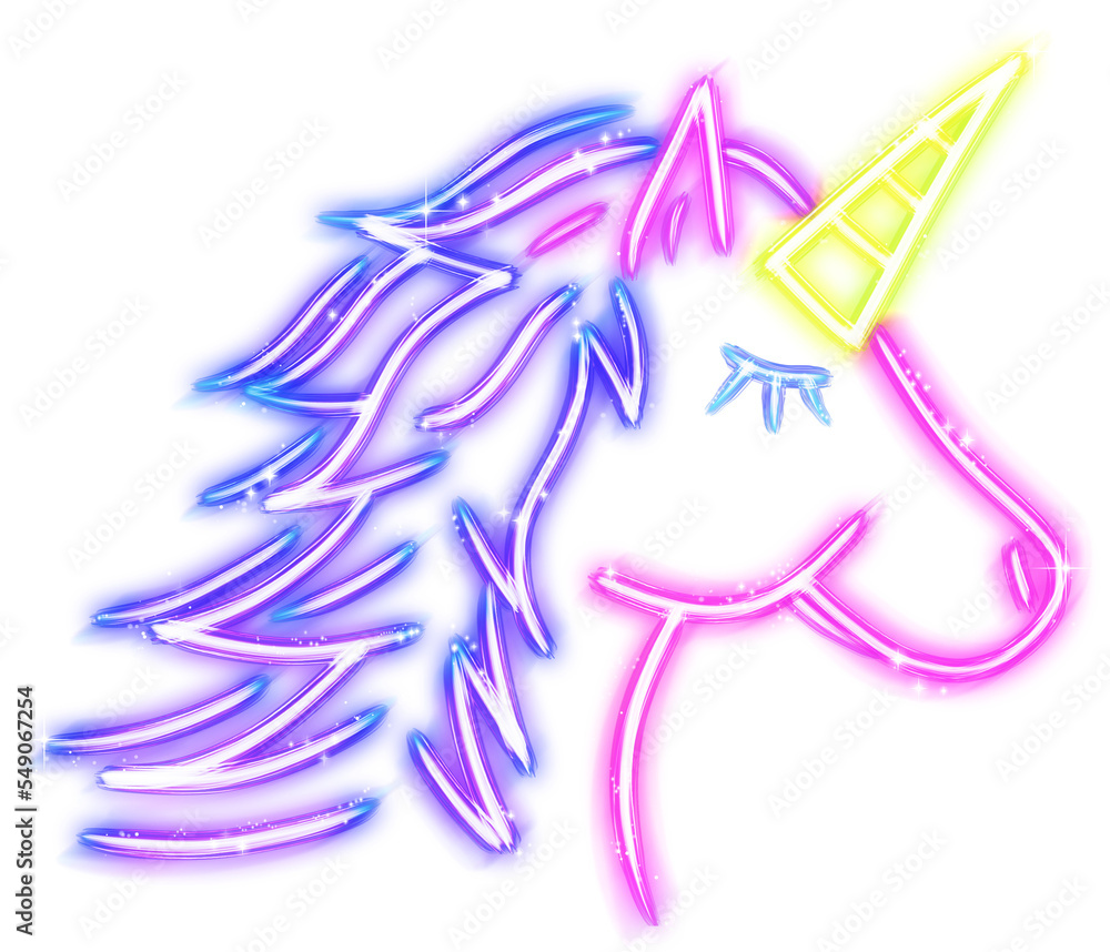 Neon Unicorn Stock Illustration | Adobe Stock