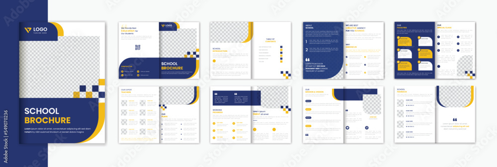 Blue School admission A4 brochure design template, education brochure ...