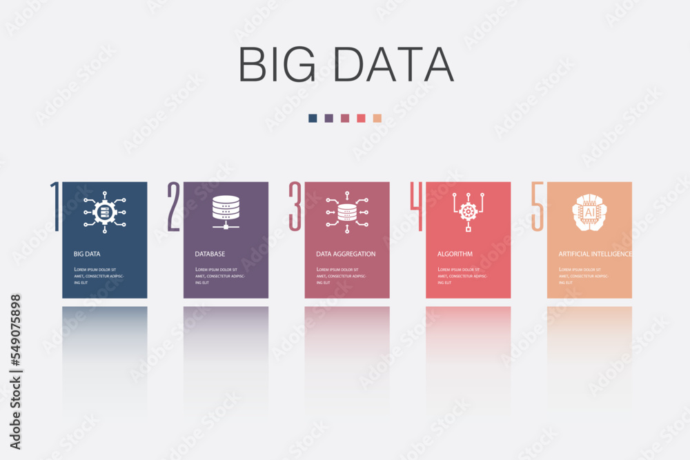 Big Data Database Data Aggregation Algorithm Artificial Intelligence Icons Infographic