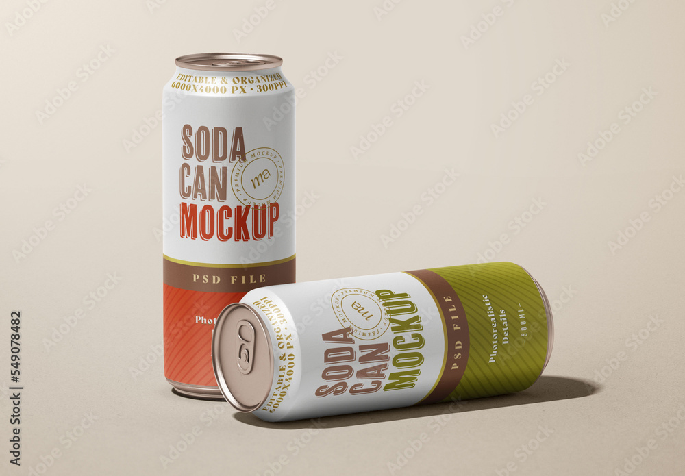 Soda Can Mockup Stock Template | Adobe Stock