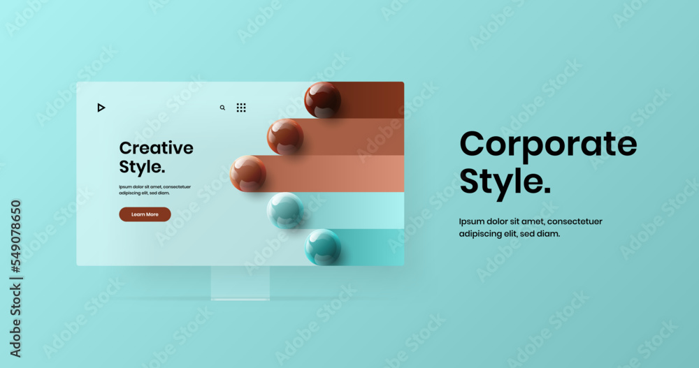 Colorful computer display mockup banner layout. Minimalistic website ...