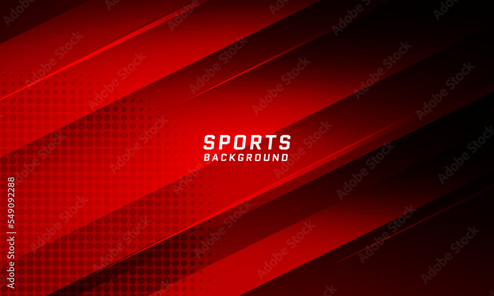 dark red sport background with abstract geometric shape and halftone ...
