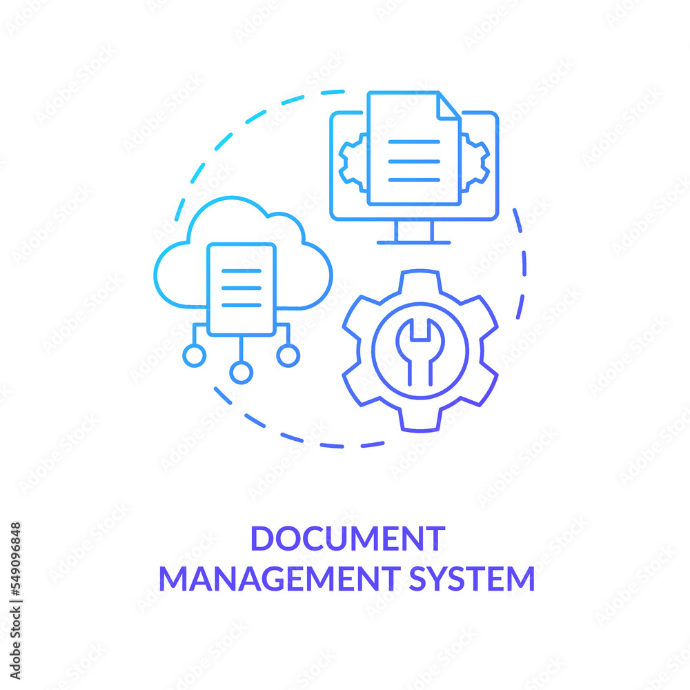 Document management system blue gradient concept icon. Computerized ...