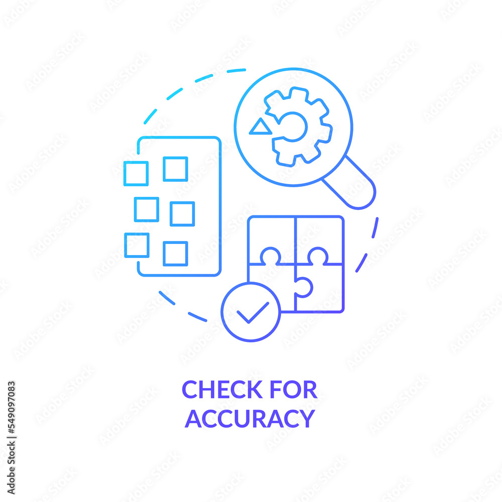 Check for accuracy blue gradient concept icon. Audit CMS. Digital ...