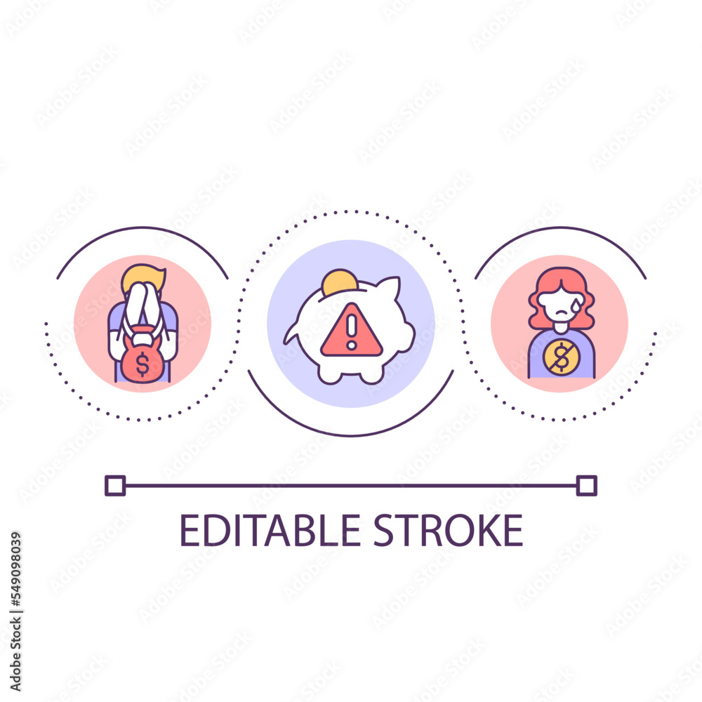 Dependent relationship loop concept icon. Money manipulation. Abusive ...