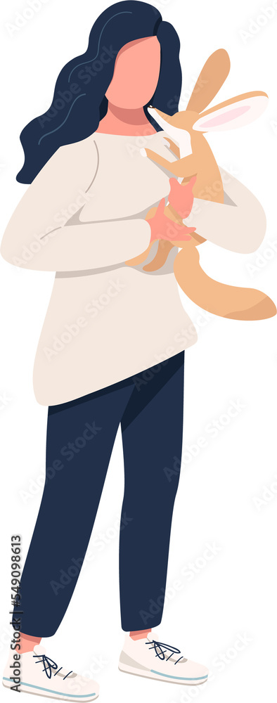 Girl creating cute fluffy toys semi flat color vector character ...