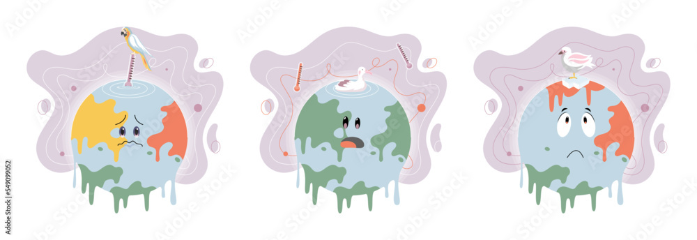 Global warming. High temperature and hot weather Earth. Climate change ...