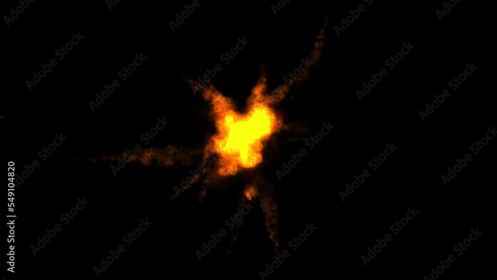 fire explosion animation for intro, elements for motion design, on black background. flames and ...