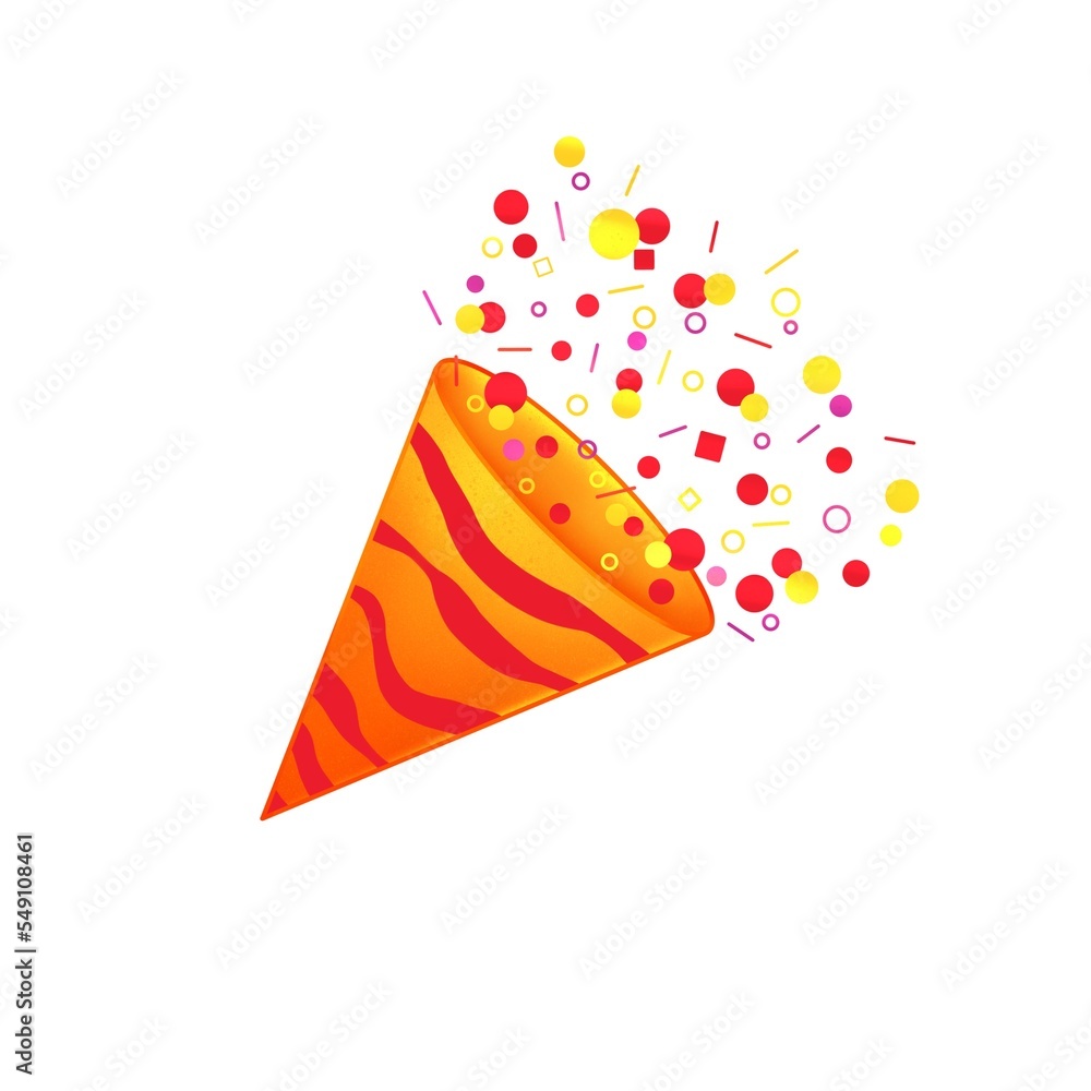 firecracker confetti set paper birthday. cute party popper illustration ...