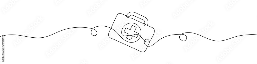 Continuous line drawing of first aid kit. Line art of first aid kit ...