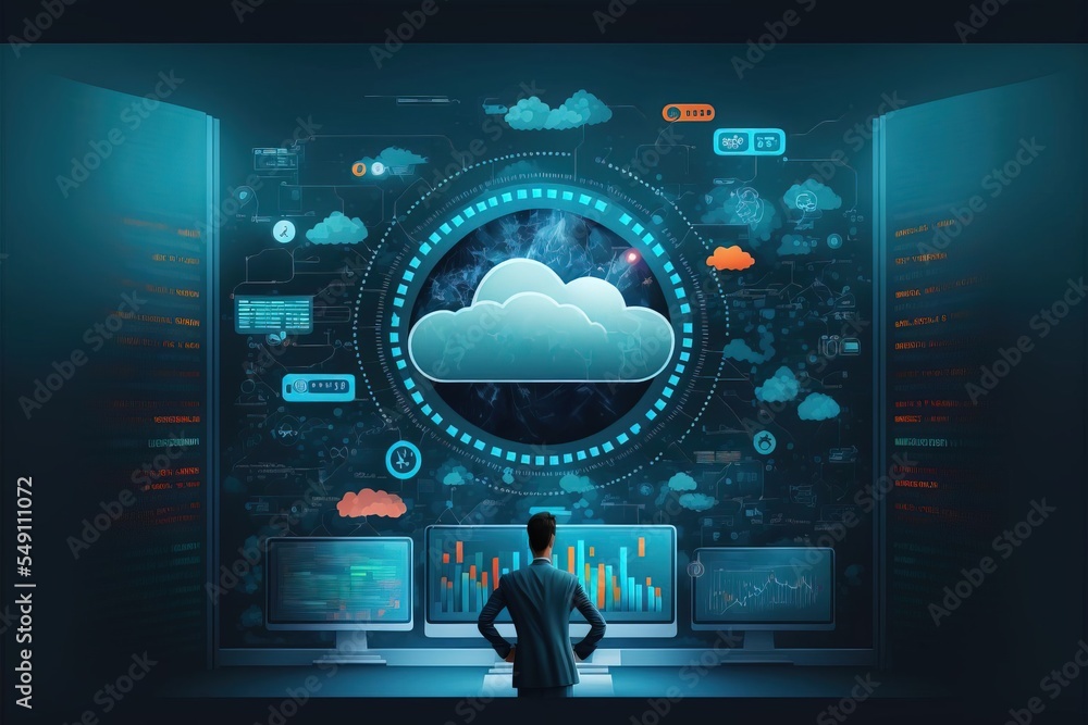 business technology cloud computing service concept and datacenter ...