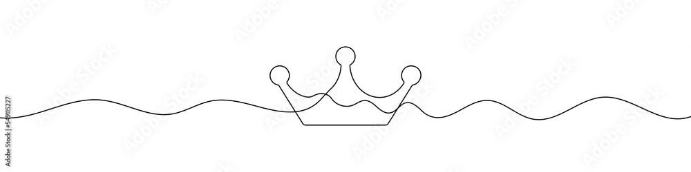Crown linear background. One continuous line drawing of crown. Vector ...