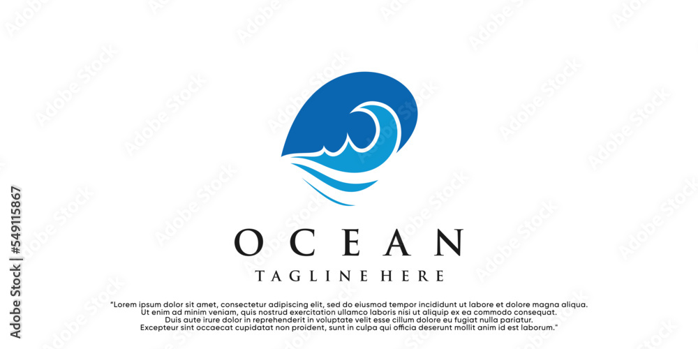 Modern ocean logo template, simple water illustration for business ...