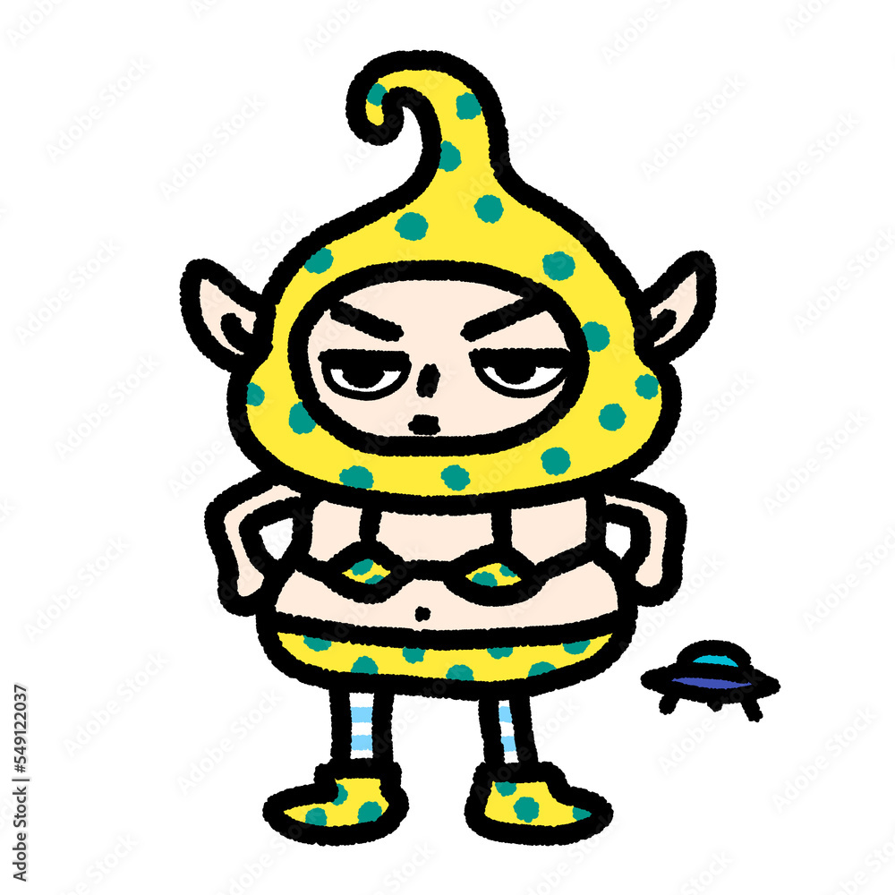 alien at area 51 wearing two piece, cute cartoon isolated , graphic ...