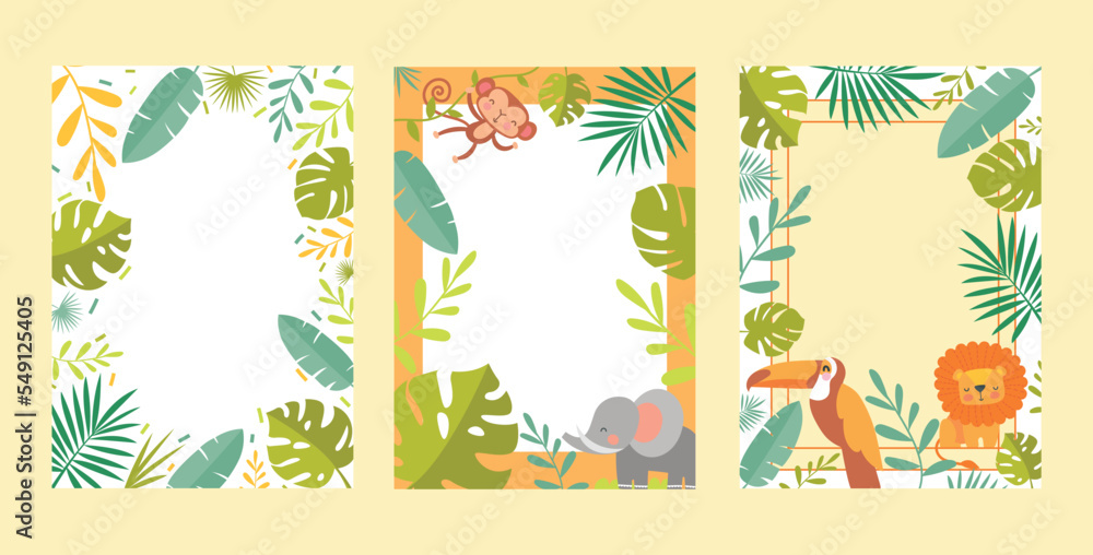 Safari frame set. Collection of graphic elements for website. Jungle ...