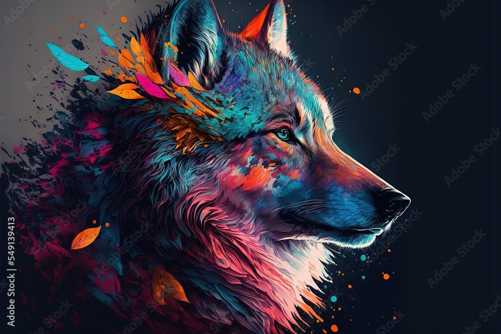 Colorful Wolf Illustrations Stock Illustration | Adobe Stock