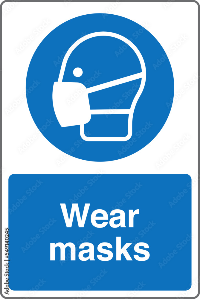 Safety Mandatory Sign ISO 7010 Standards Masks must be worn Stock ...