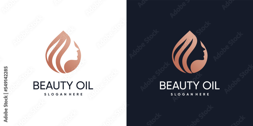 Oil beauty logo design vector with woman face concept Stock Vector ...