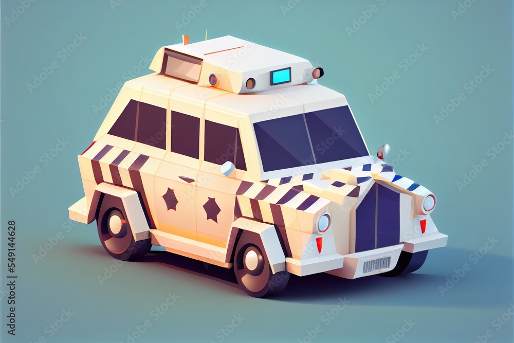 cartoon police car isolated. generated, a toy bus on a surface ...