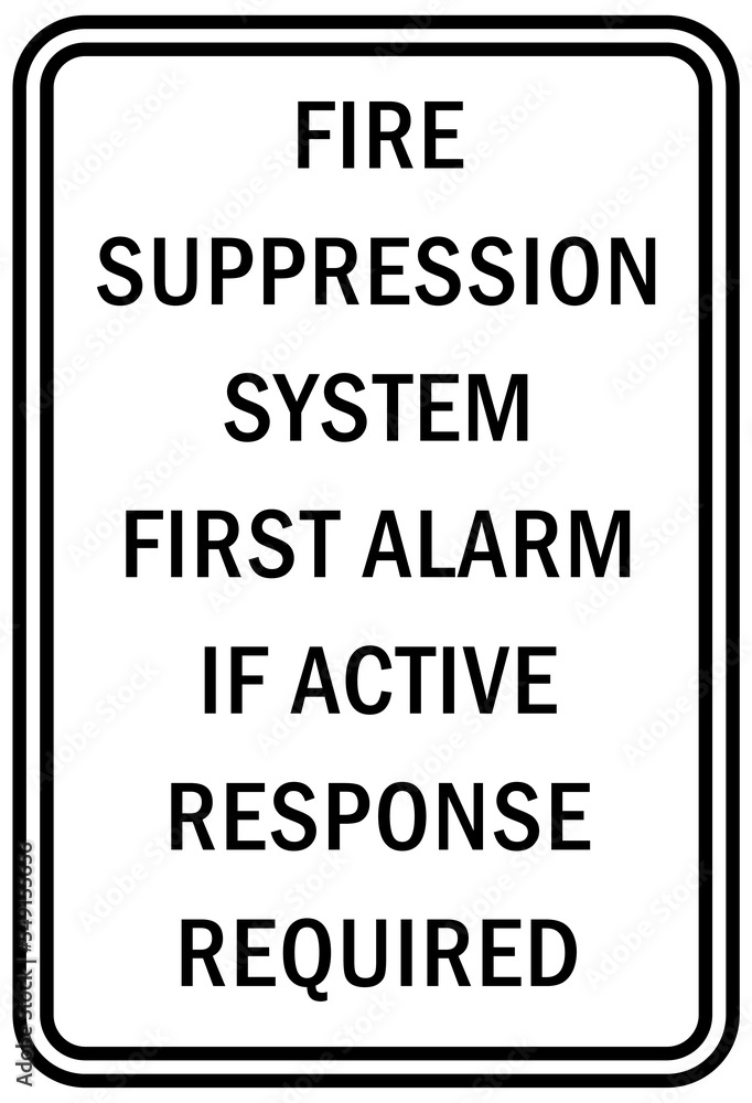 Fire emergency sign Fire suppression system first alarm Stock Vector ...