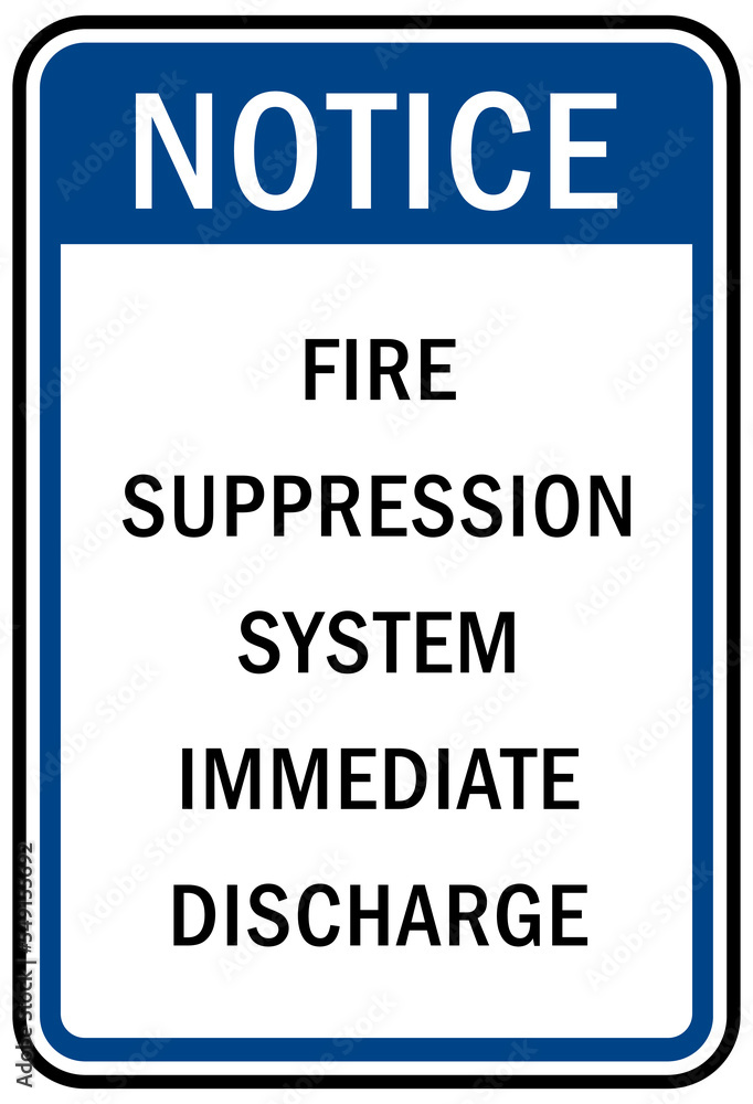 Fire emergency sign fire suppression system immediate discharge Stock ...