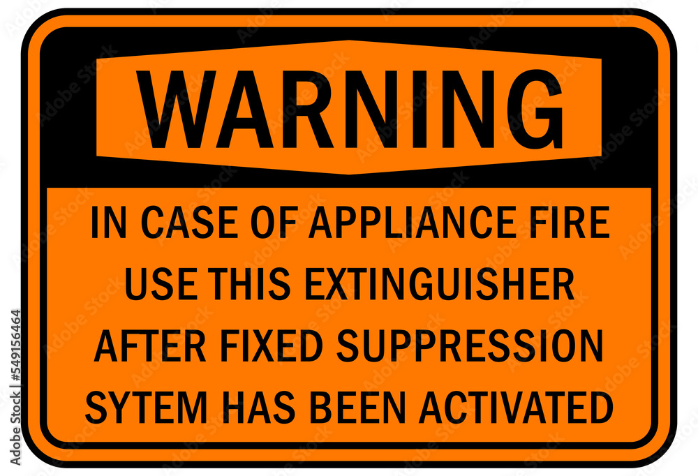 Vetor de Fire emergency sign in case of appliance fire use this ...