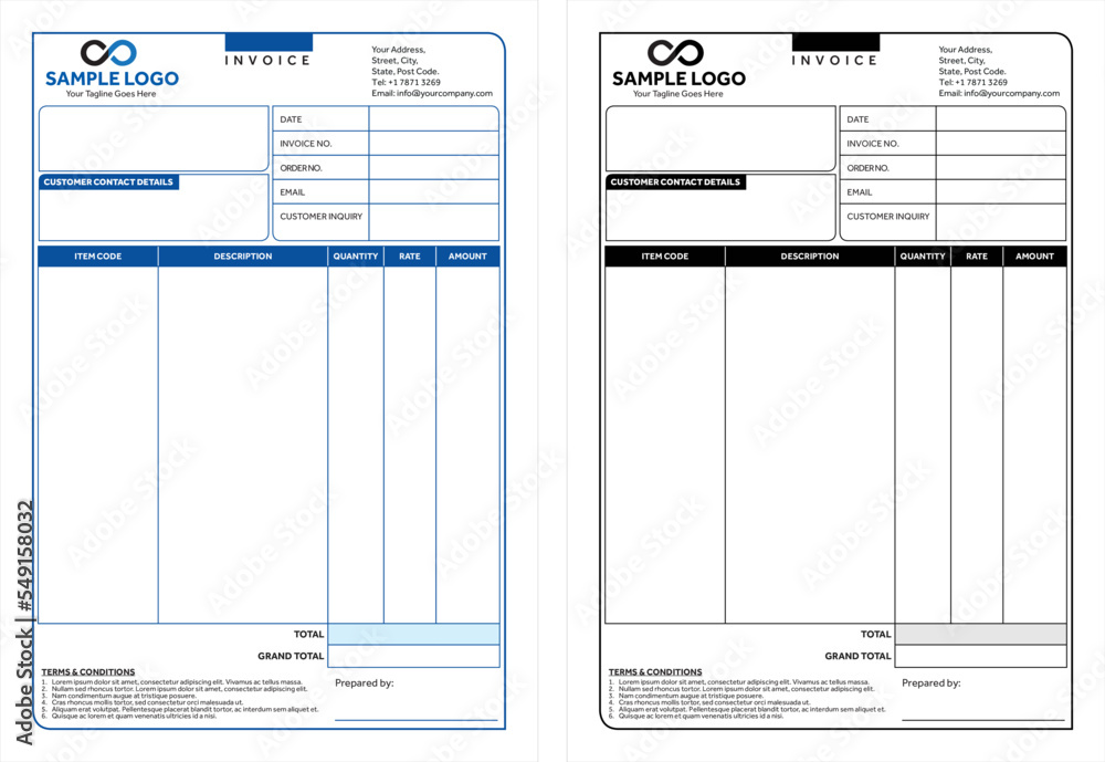 Customer Invoice Template, Invoice, Bill, Receipt, Goods Invoice Stock ...