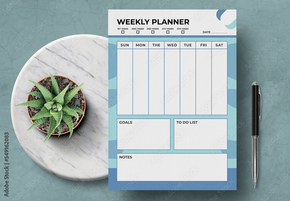 Weekly Planner Layout Template Stock Template | Adobe Stock