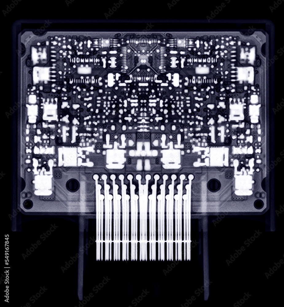 X-ray image of engine control unit or ECU in Motorcycle or Bigbike ...