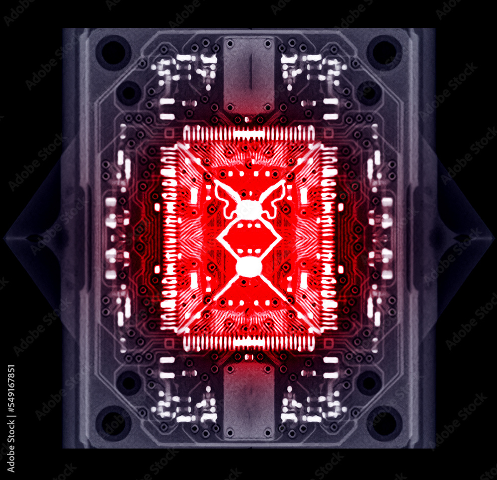 ภาพประกอบสต็อก X-ray image of engine control unit or ECU in Motorcycle ...