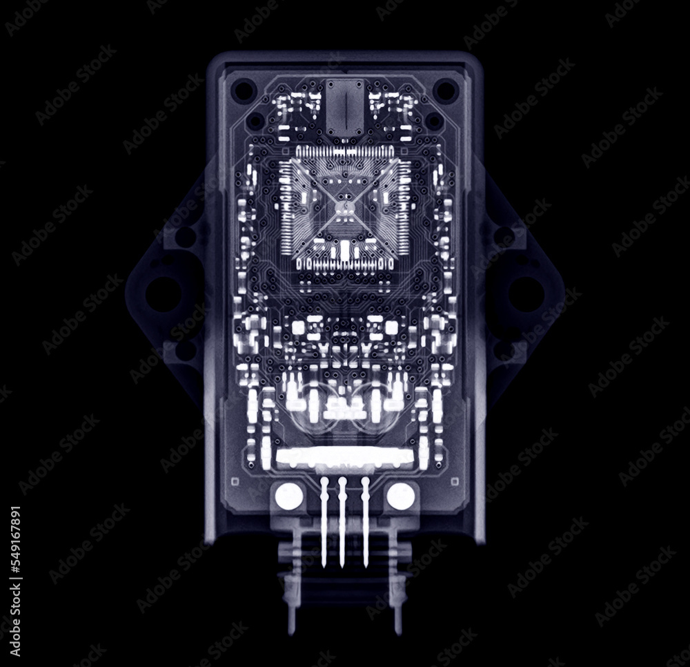 X-ray image of engine control unit or ECU in Motorcycle or Bigbike ...