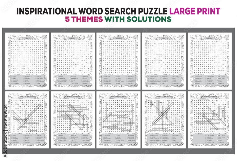 Inspirational Word Search Puzzle Stock Vector | Adobe Stock