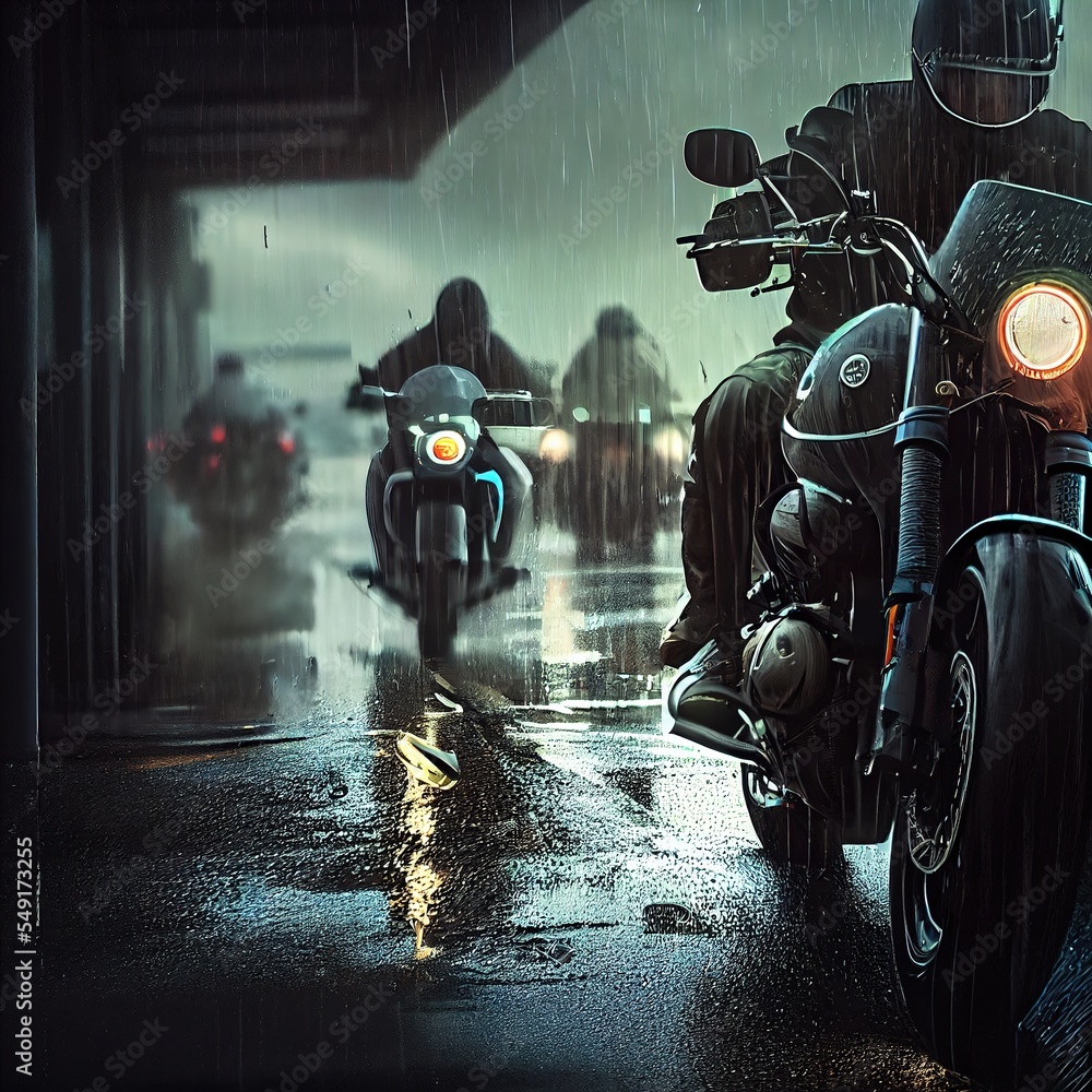 Stunning photorealistic illustration of bikers riding on high at ...