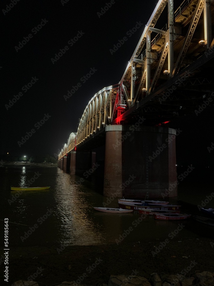 bridge over river Raj Ghat Bridge In Varansai india! Stock Photo ...