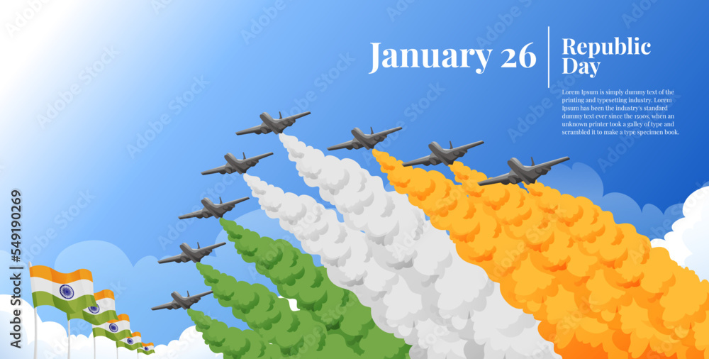 India Republic Day Banner With Jet Plane Smoke Shaping India Flag Color ...