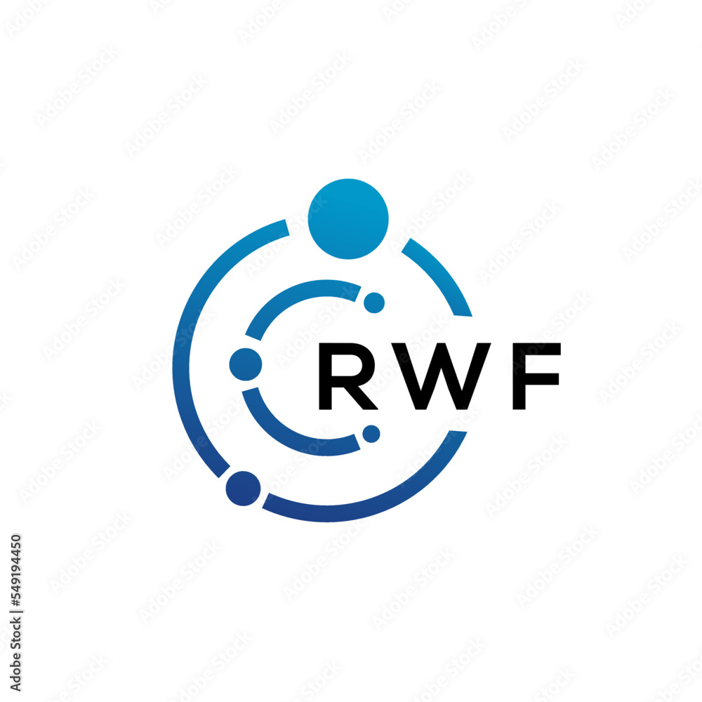 RWF letter technology logo design on white background. RWF creative ...