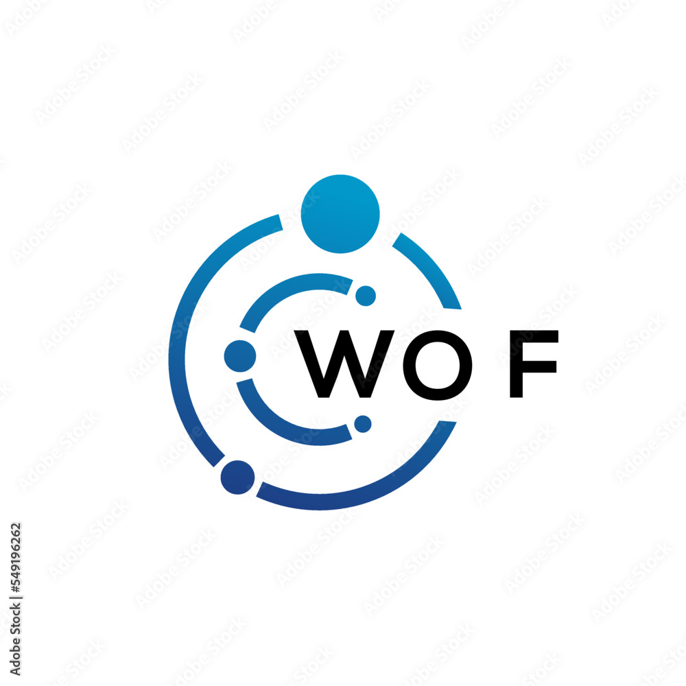 WOF letter technology logo design on white background. WOF creative ...