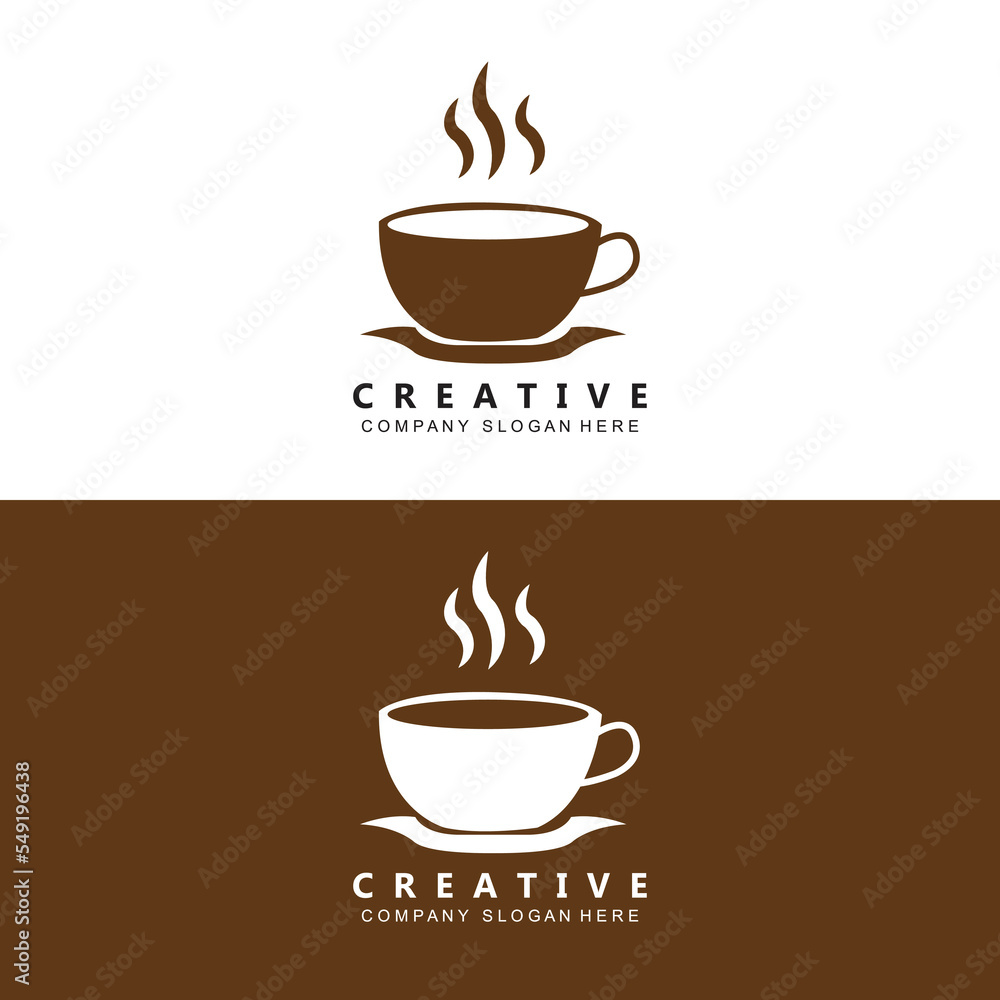 Coffee Logo Vector Caffeine Drink Symbol With Coffee Brown Color Design ...