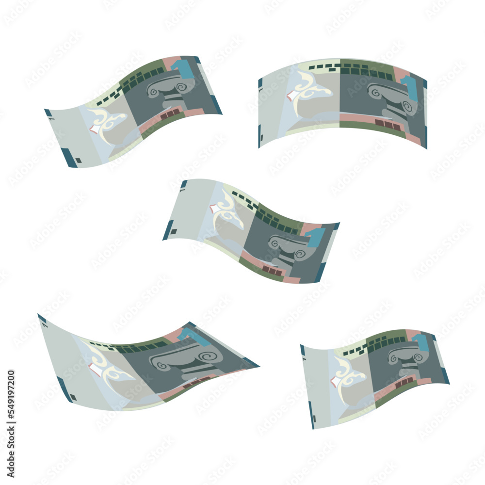 Kuwaiti Dinar Vector Illustration. Kuwait money set bundle banknotes ...